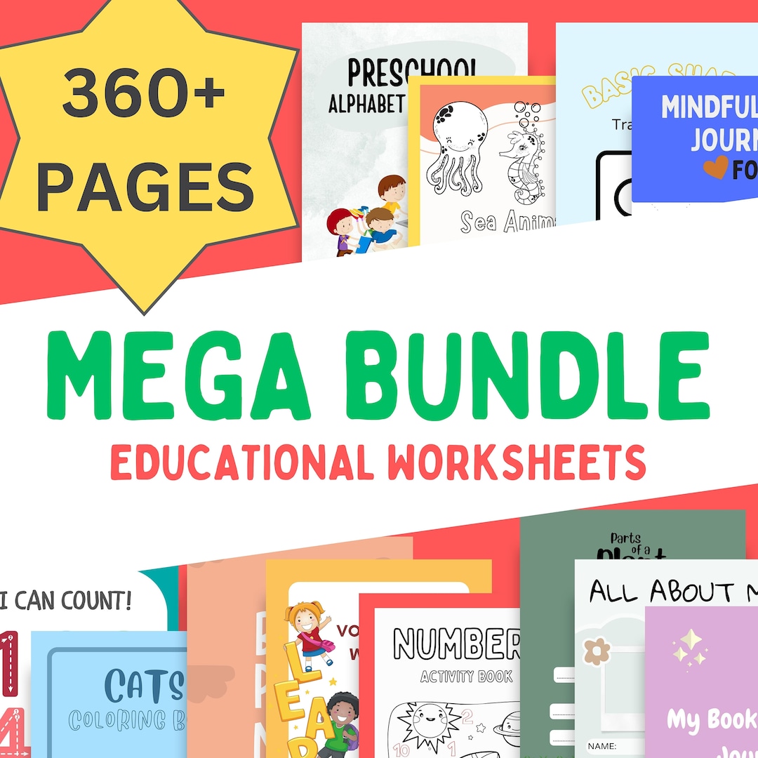 Mega Learning Bundle, 360+ Page, Activity Worksheets, Coloring, Numbers ...