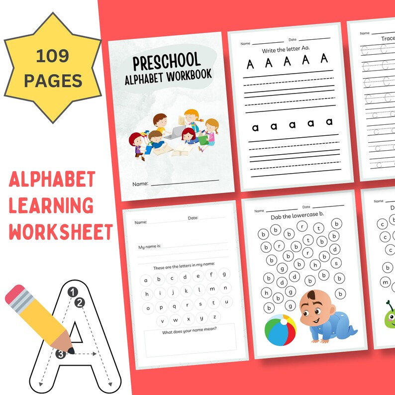 Printable Kid Alphabet Learning Pages, Children ABC Workbook ...