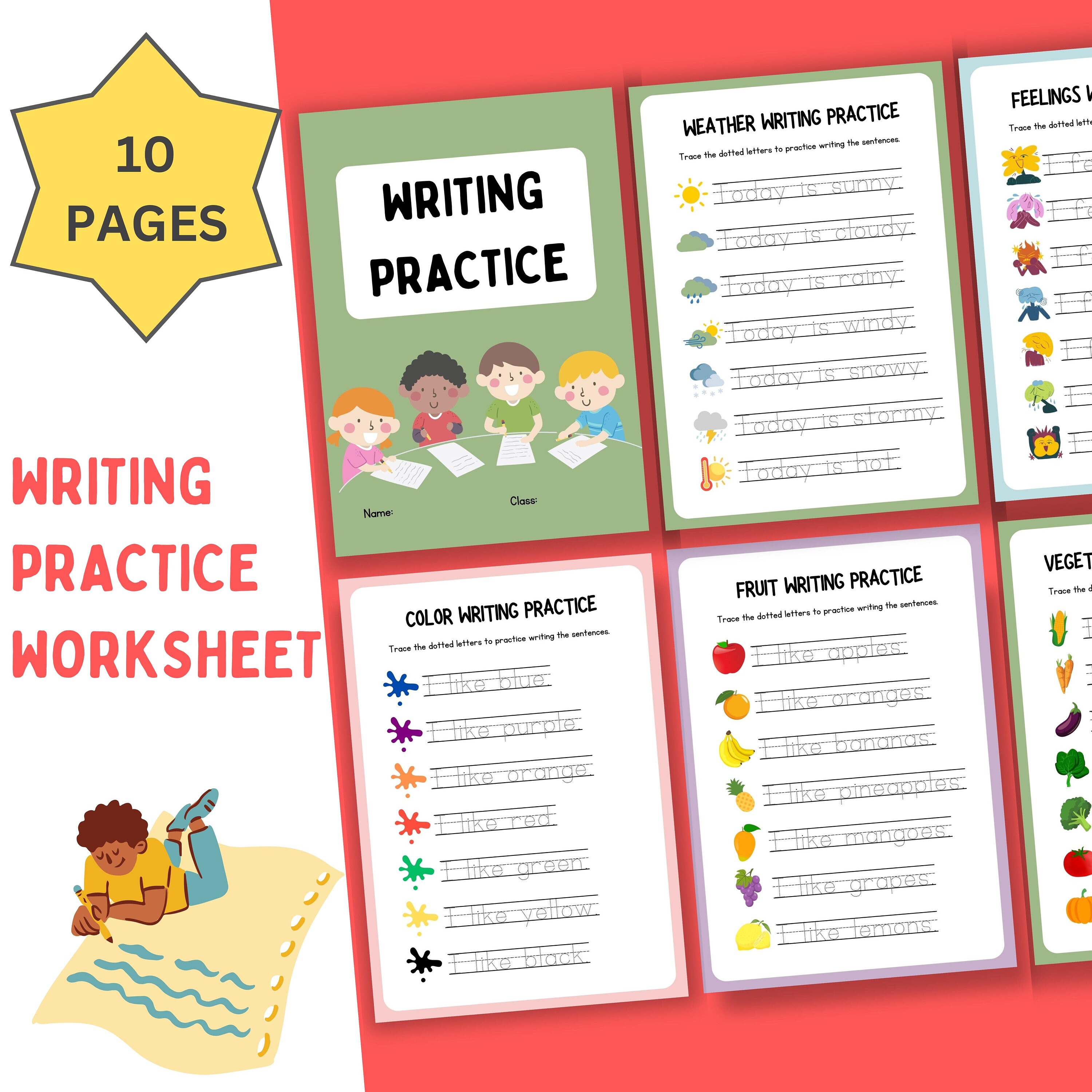 Printable Kids Writing Practice, Educational Writing Exercises, Fun ...