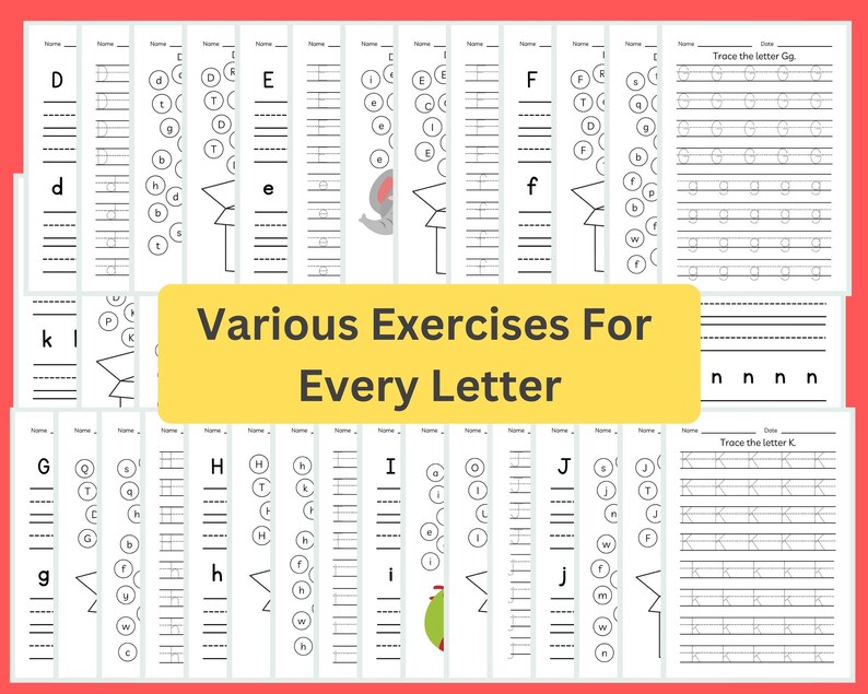 Printable Kid Alphabet Learning Pages, Children ABC Workbook ...