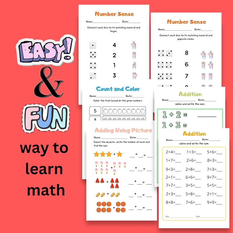 Printable Kids Math Worksheets, Children's Addition and Subtraction ...