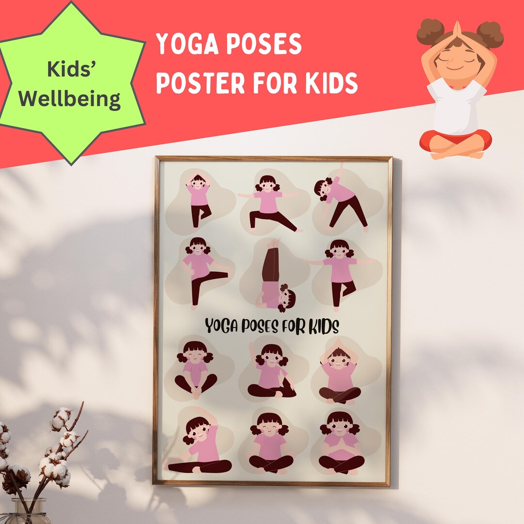 Children's Yoga Poses Poster, Printable Kids Yoga Poster, Kids Room ...