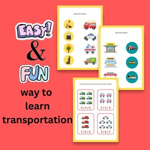 Printable Kids Transportation Activity, Vehicle Vocabulary Sheet ...
