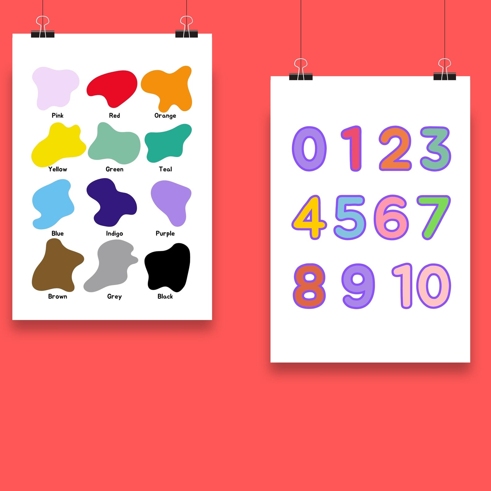 Kids Educational Posters, Learning Wall Decor, Classroom Poster Set ...