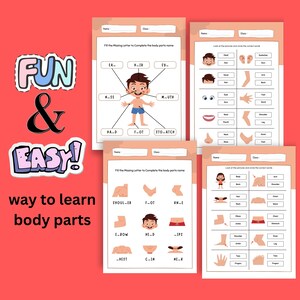 Body Parts Learning Template, Educational Kit for Kids, Body Learning ...