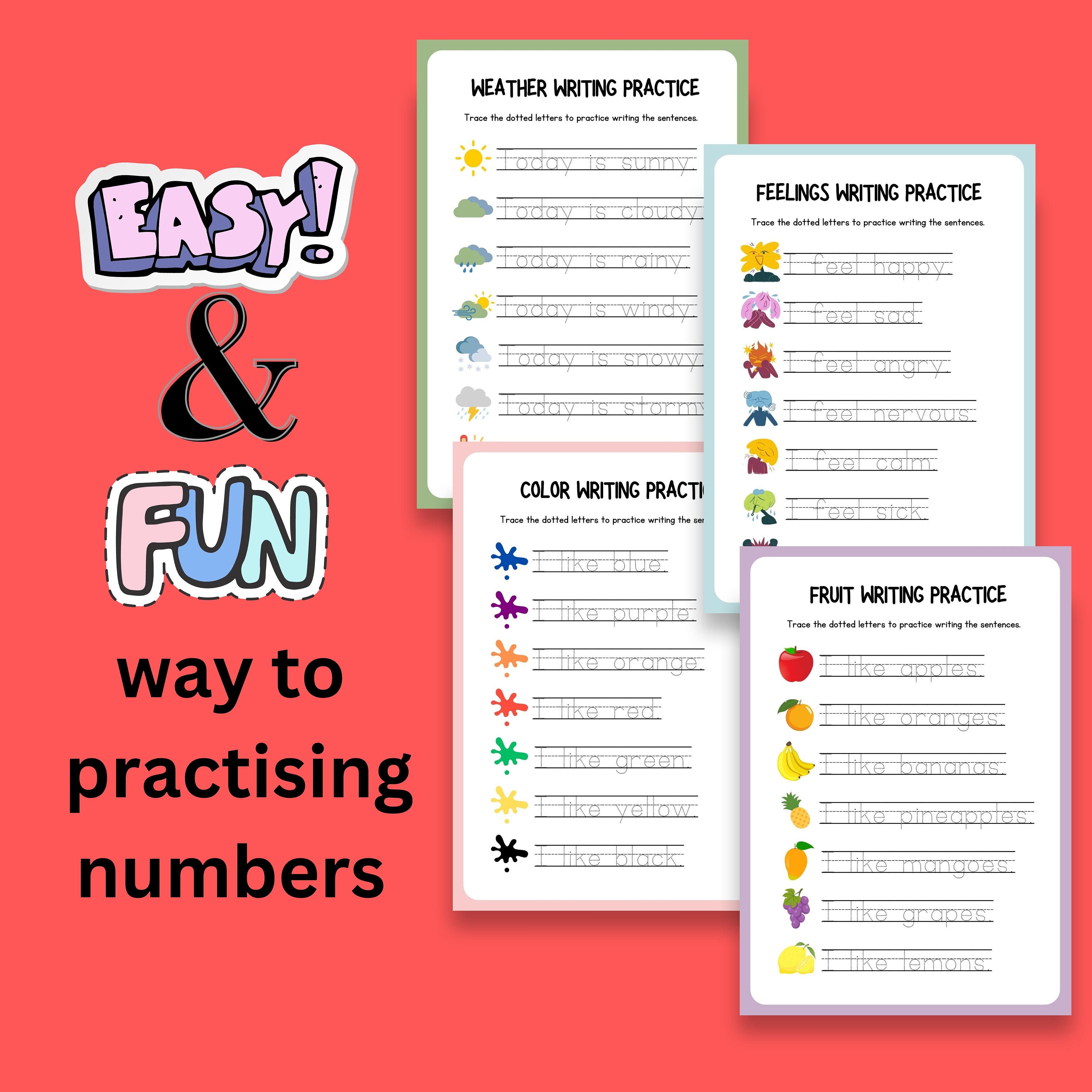 Printable Kids Writing Practice, Educational Writing Exercises, Fun ...