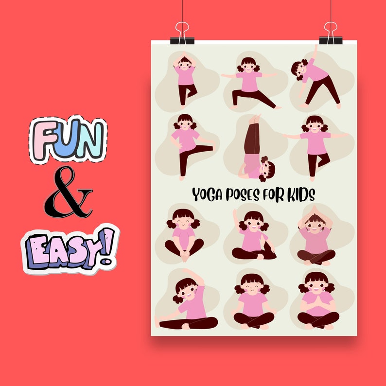 Children's Yoga Poses Poster, Printable Kids Yoga Poster, Kids Room ...