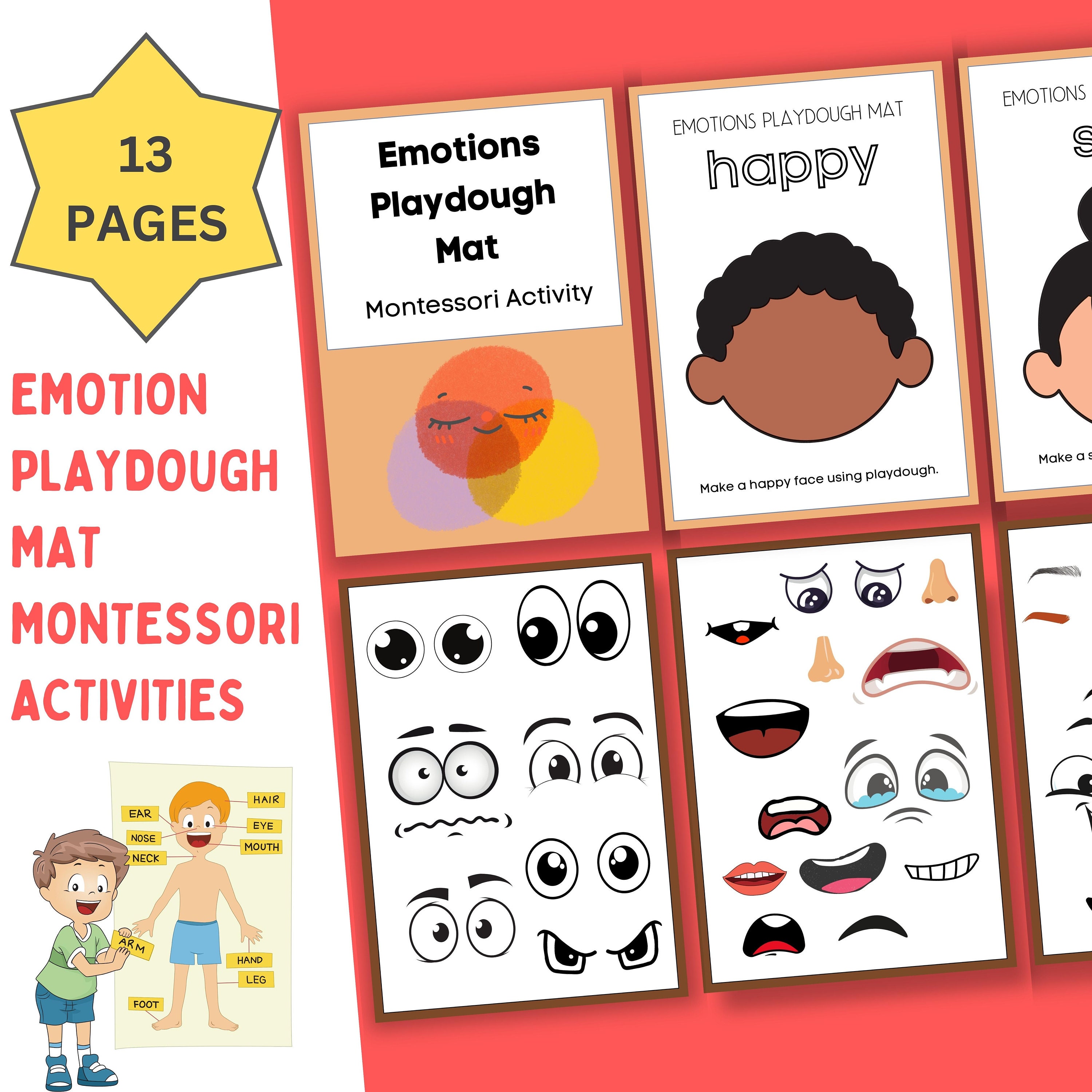 Children's Emotion Playdough Mat, Printable Feelings Playdough Activity ...