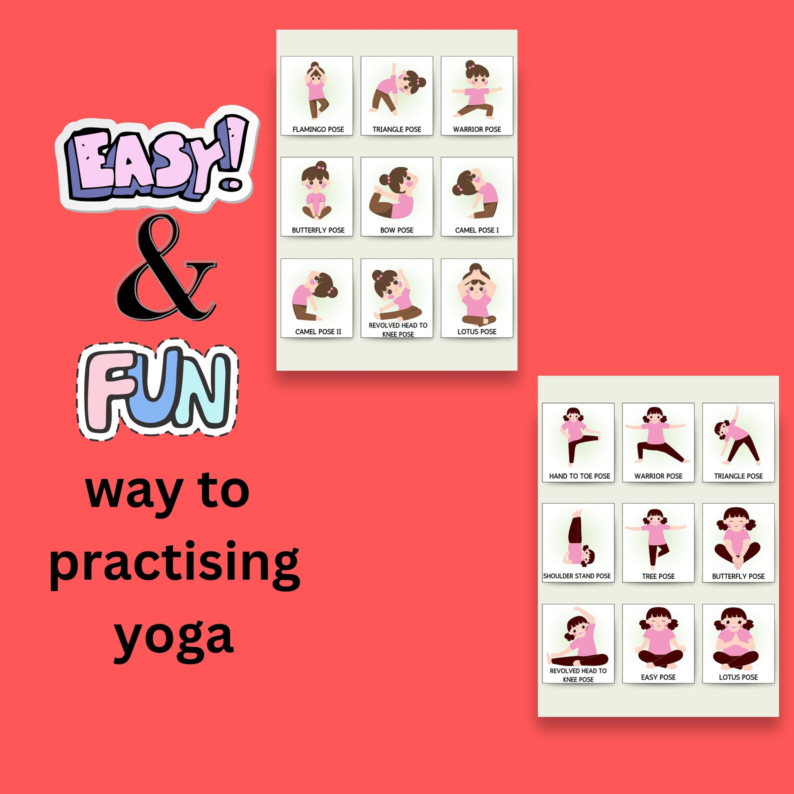 Children's Yoga Poses, Printable Kids Yoga Cards, Yoga Learning Tools ...