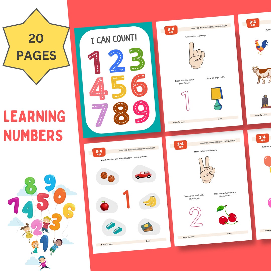 Numbers Learning Template, 1-9 Numbers, Educational Kit, Homeschool ...