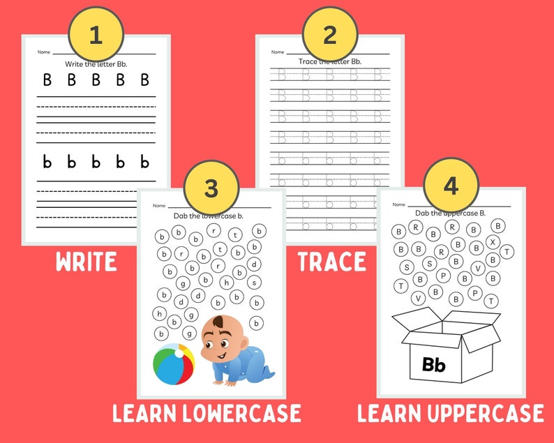 Printable Kid Alphabet Learning Pages, Children ABC Workbook ...