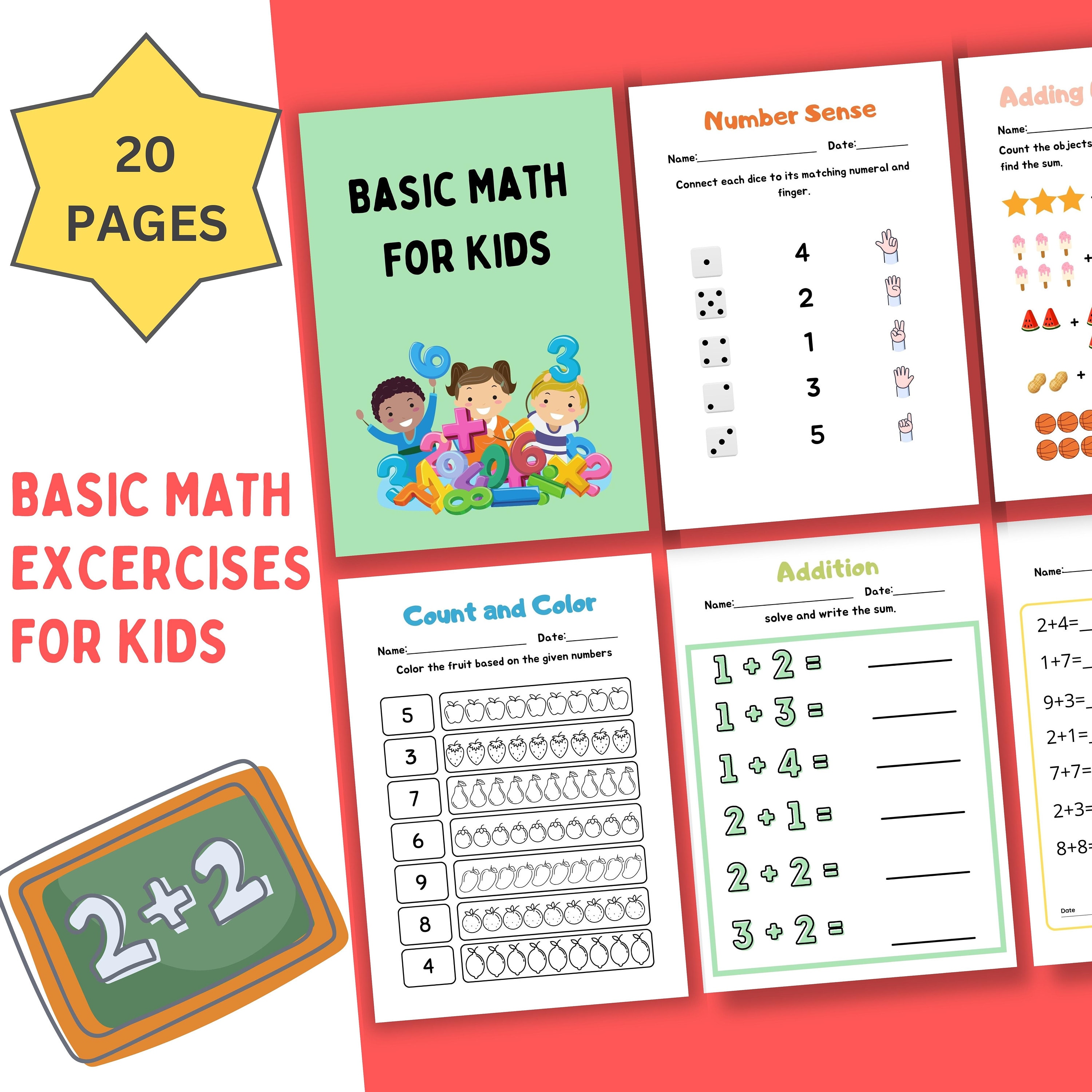 Printable Kids Math Worksheets, Children's Addition and Subtraction ...