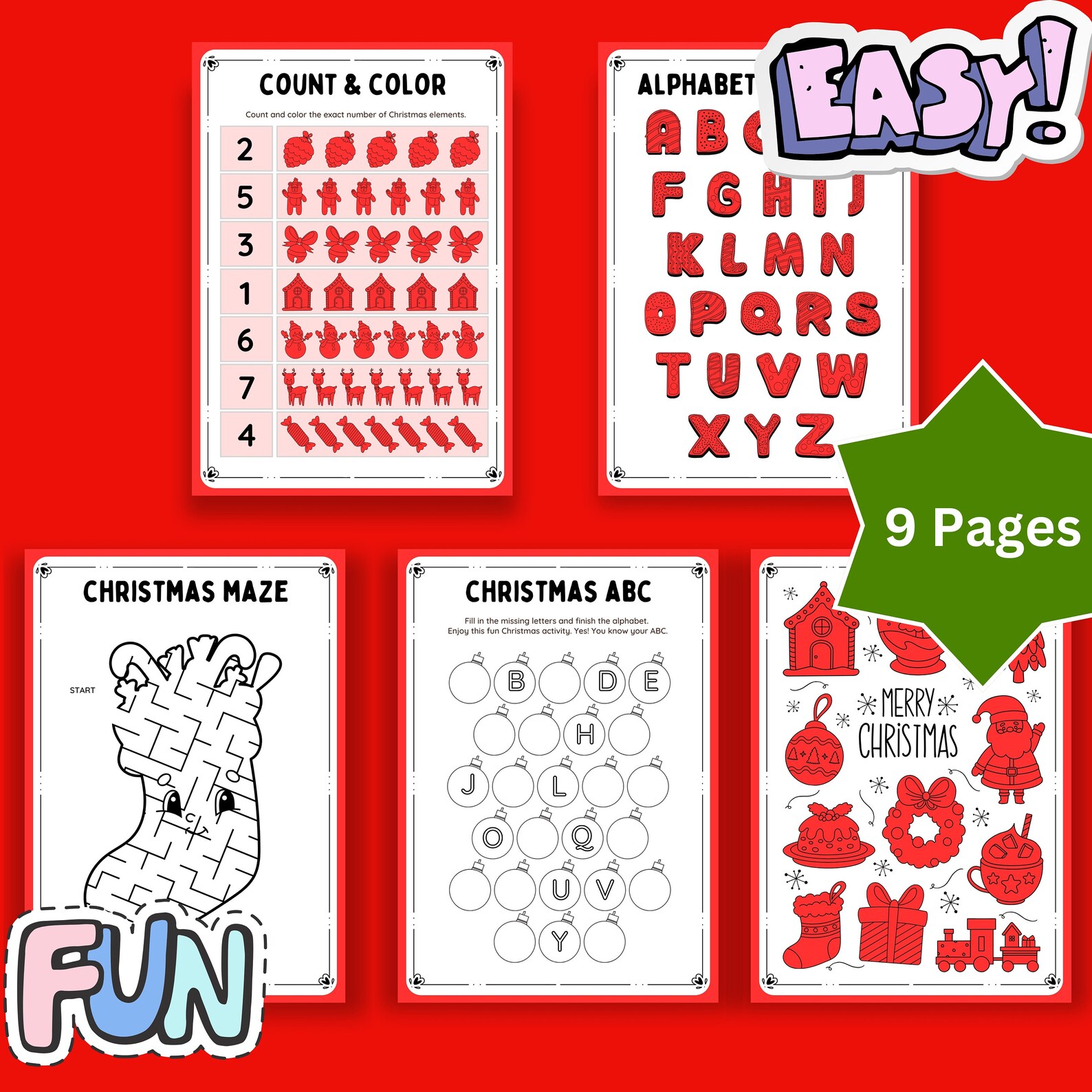 Christmas Activity Workbook, Xmas Activity Book for Kids, Christmas ...