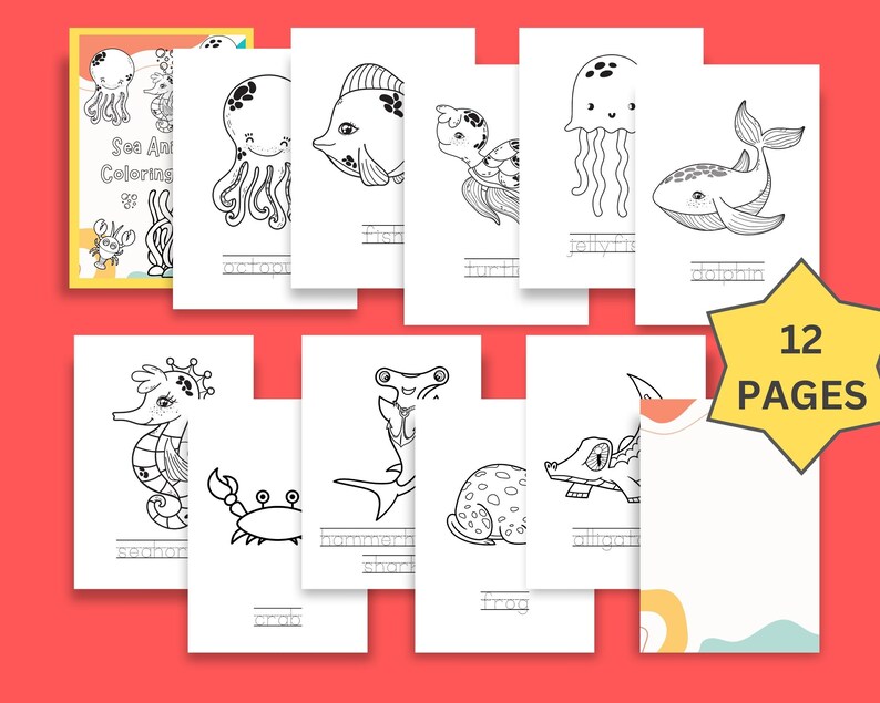 Printable Sea Animal Coloring Sheet, Children's Ocean Creature Activity ...