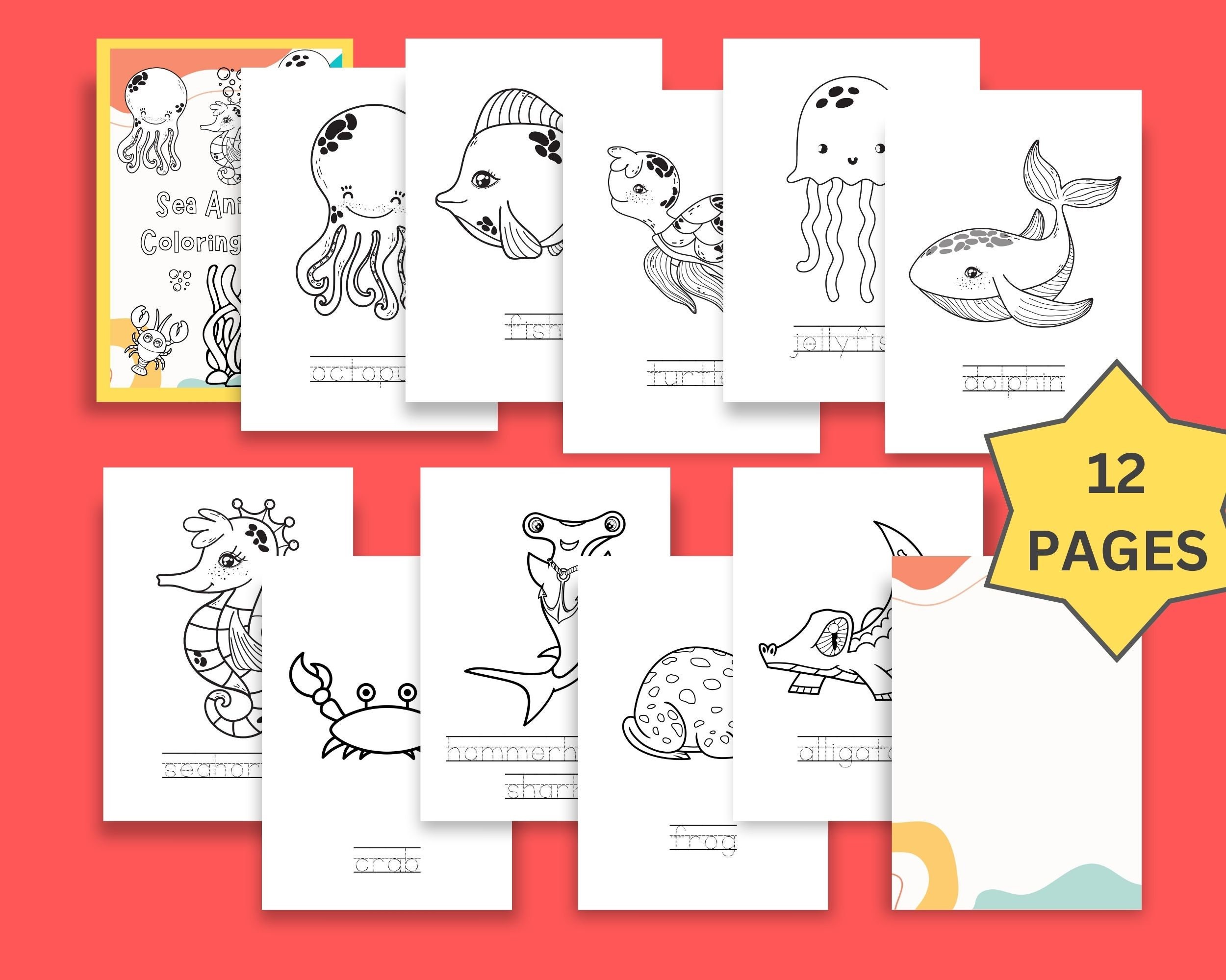 Printable Sea Animal Coloring Sheet, Children's Ocean Creature Activity ...
