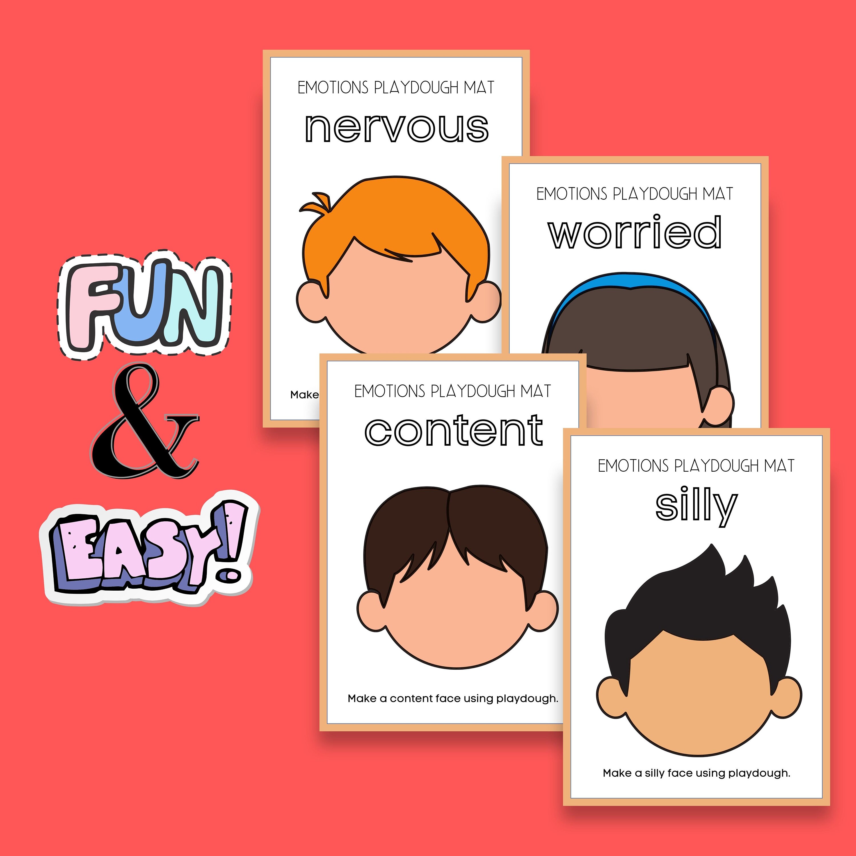 Children's Emotion Playdough Mat, Printable Feelings Playdough Activity ...