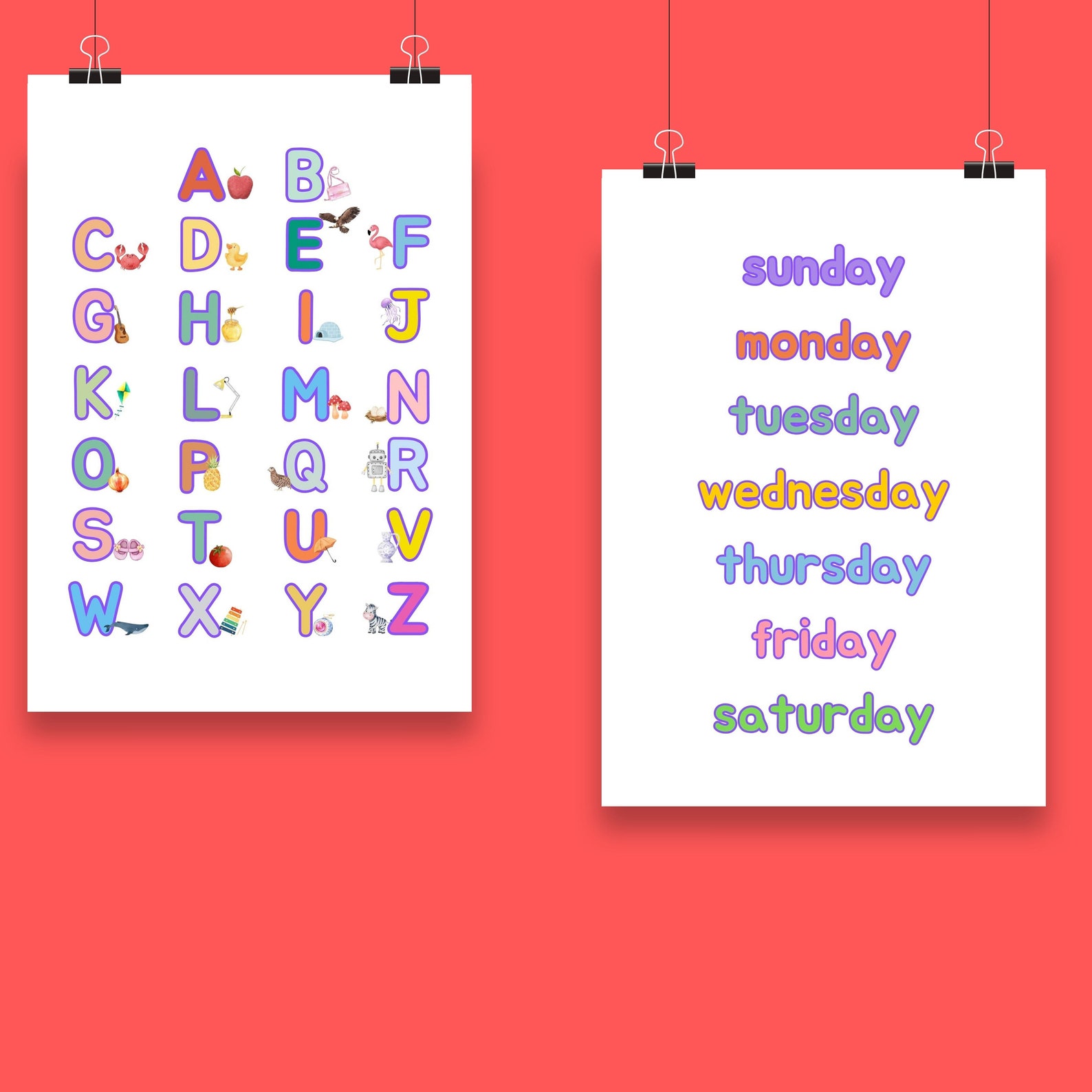 Kids Educational Posters, Learning Wall Decor, Classroom Poster Set ...