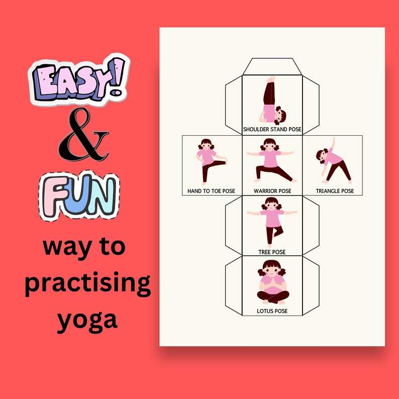 Kids Yoga Pose Cube, Children’s Yoga Pose Dice, Montessori Printables ...