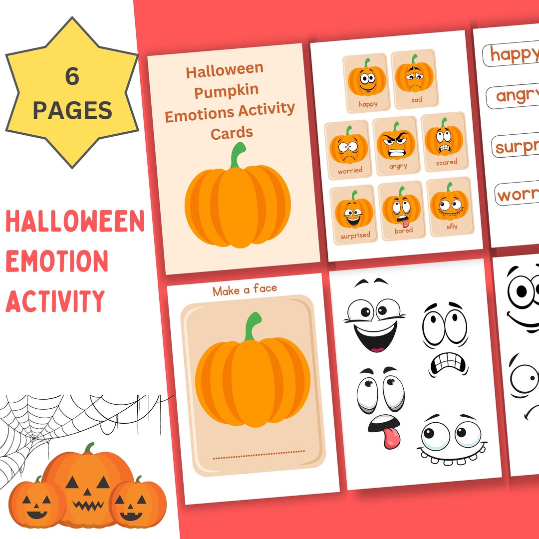 Kids Halloween Emotion Learning Template, Printable Pumpkin Emotion ...