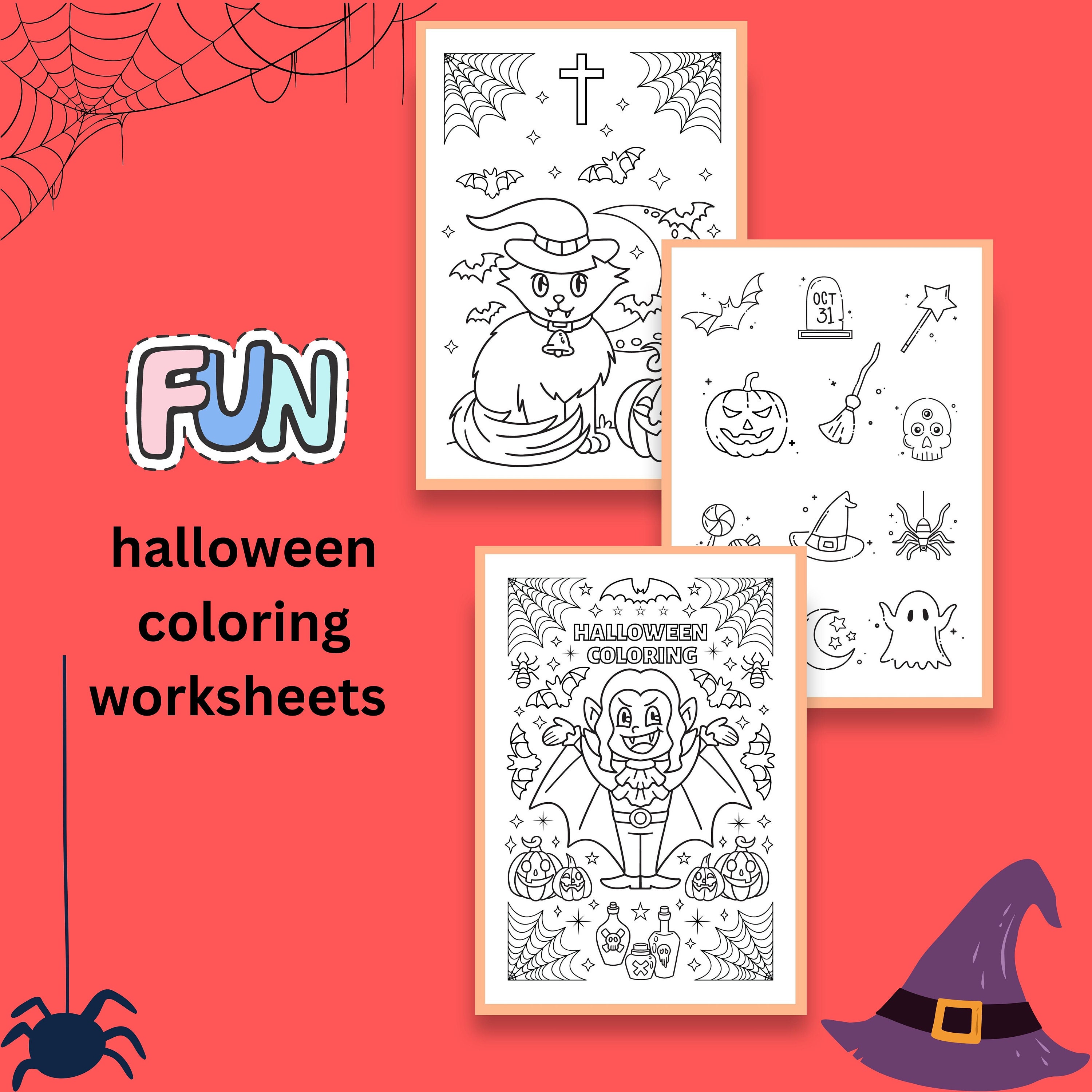 Printable Kids Halloween Coloring Pages, Children's Halloween Activity ...