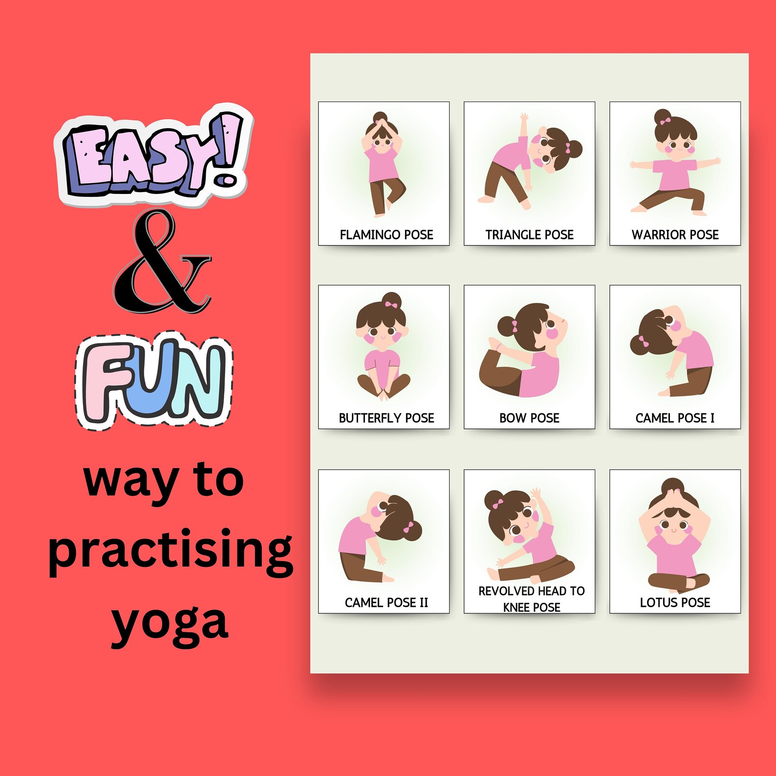 Children's Yoga Poses, Printable Kids Yoga Cards, Yoga Learning Tools ...