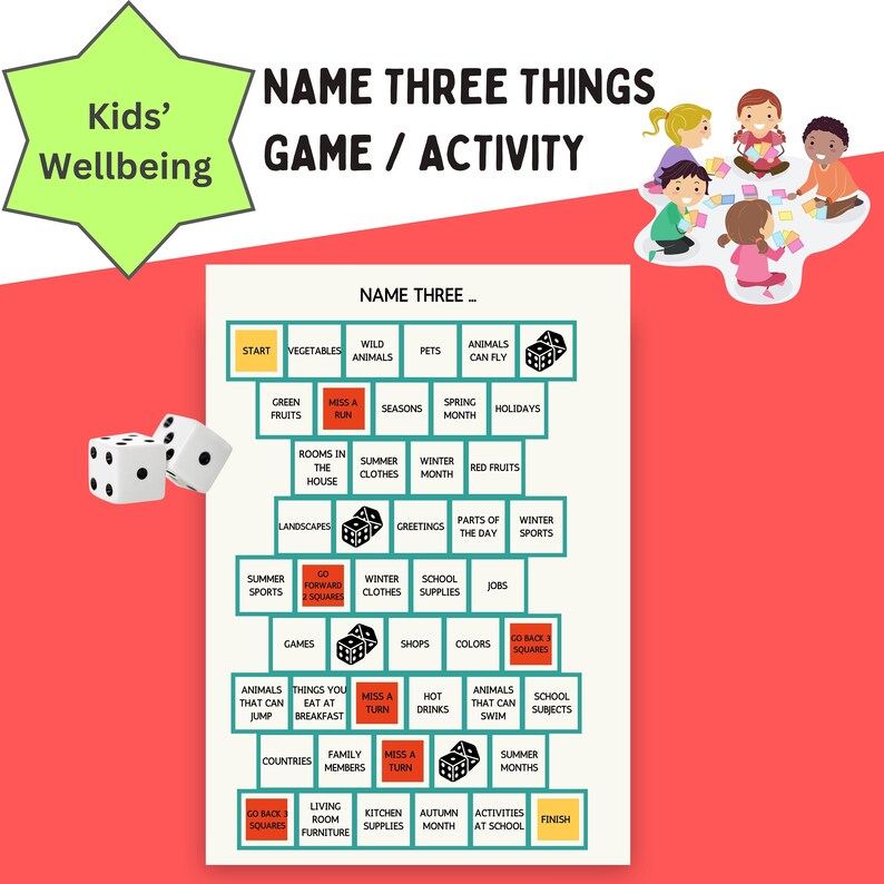 Children's Creative Thinking Game, Name Three Thing, Montessori ...
