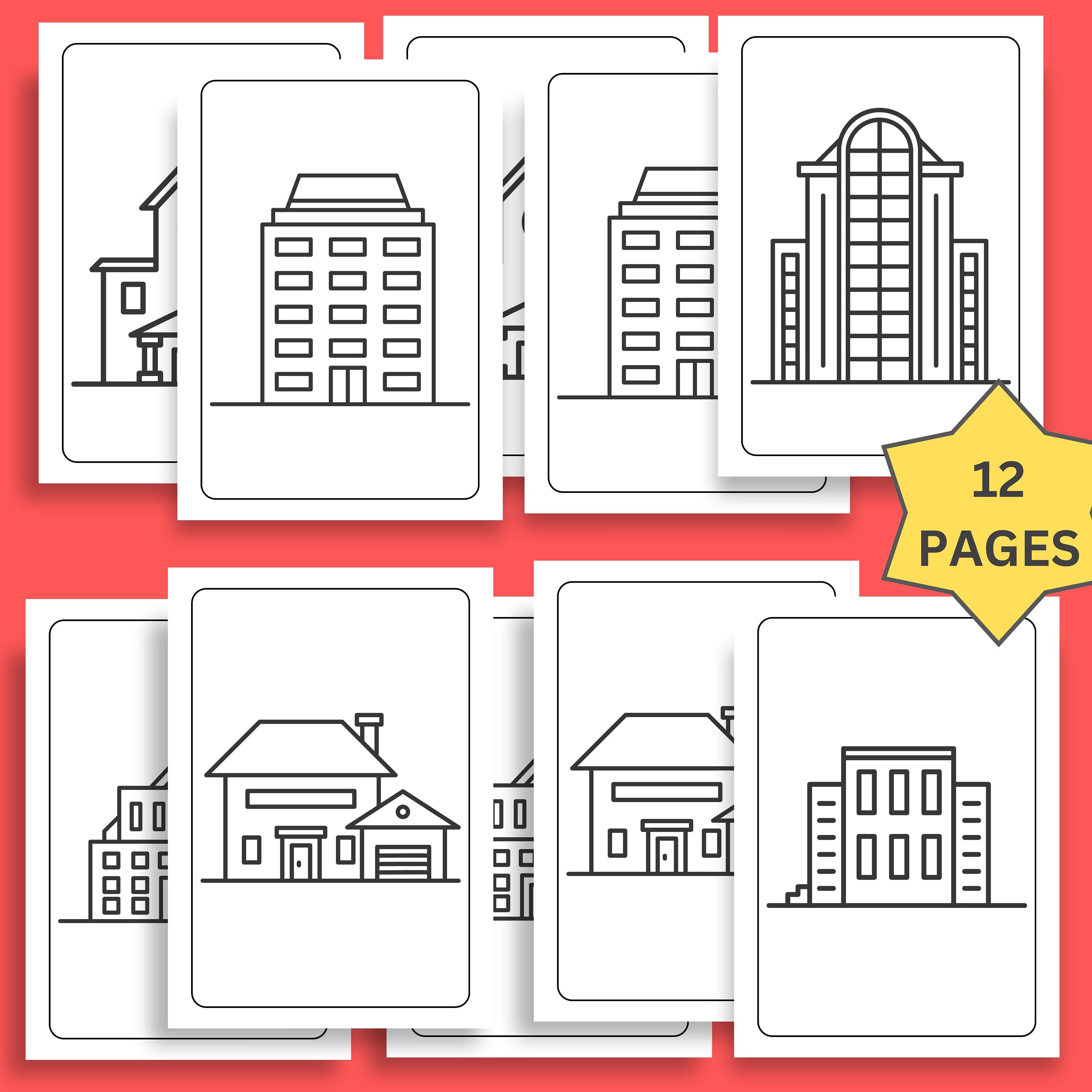 Printable Kids Building Coloring Sheet Kid's Coloring - Etsy