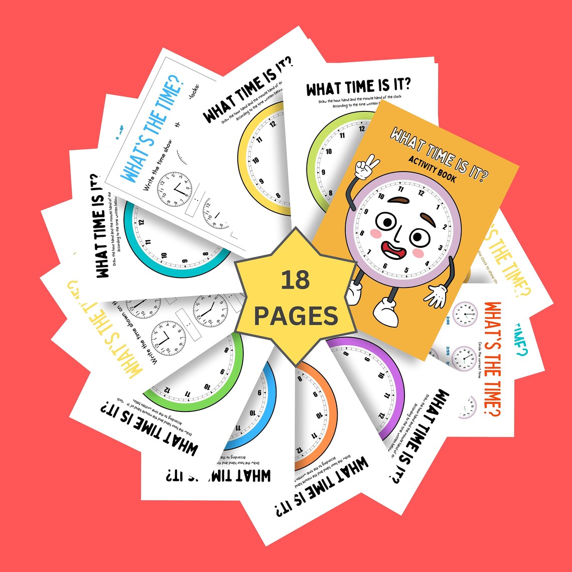 Printable Kids Clock Learning Worksheets, Children Time Practice Sheet ...
