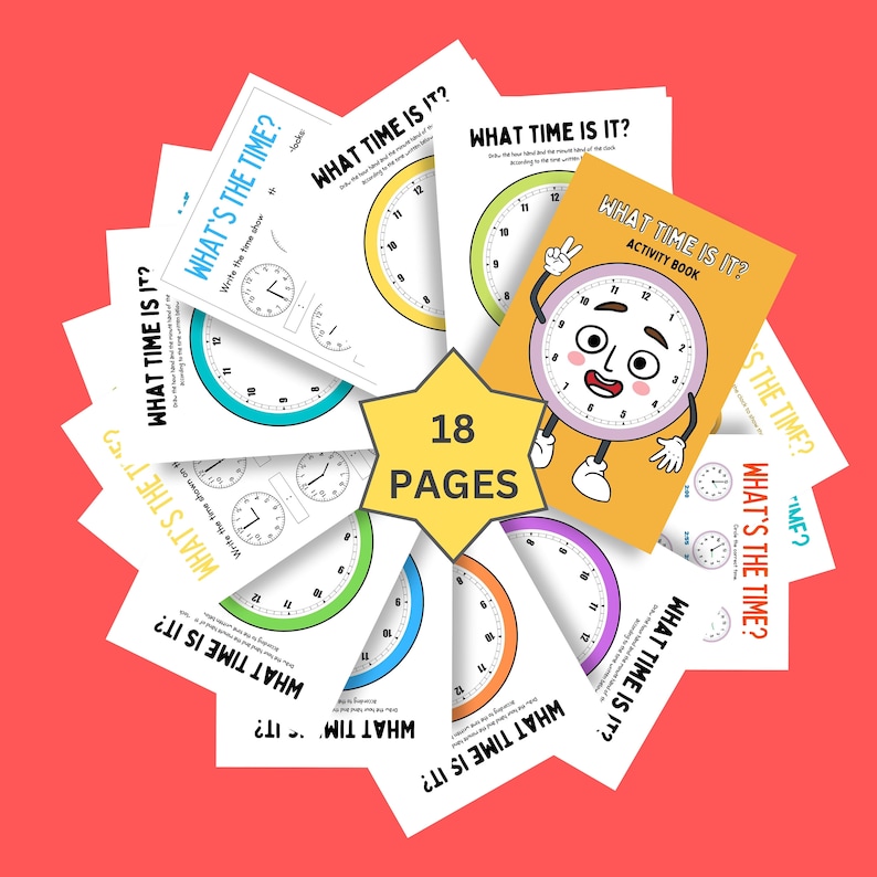 Printable Kids Clock Learning Worksheets, Children Time Practice Sheet ...