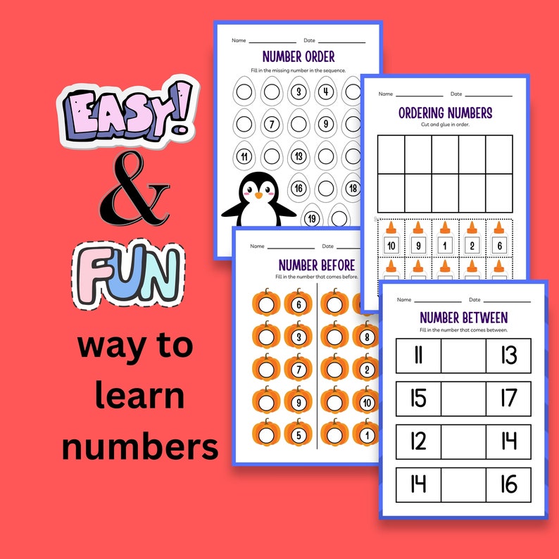 Numbers Learning Template, 1-20 Numbers, Number Exercise Educational ...