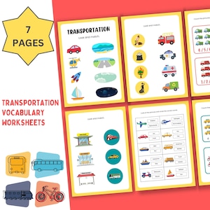 Printable Kids Transportation Activity, Vehicle Vocabulary Sheet ...