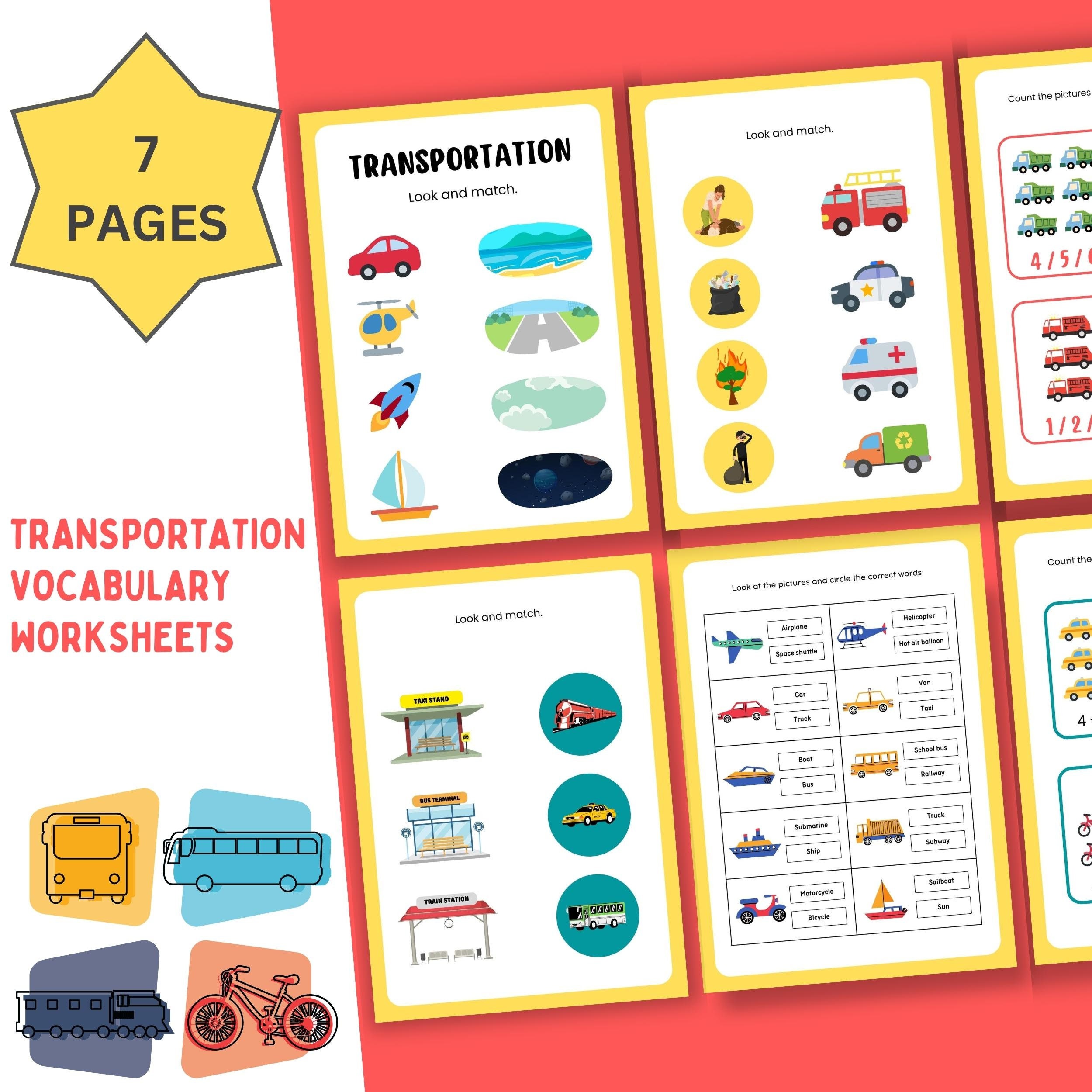 Transportation Vocabulary Worksheet, Vocabulary Practice, Language ...