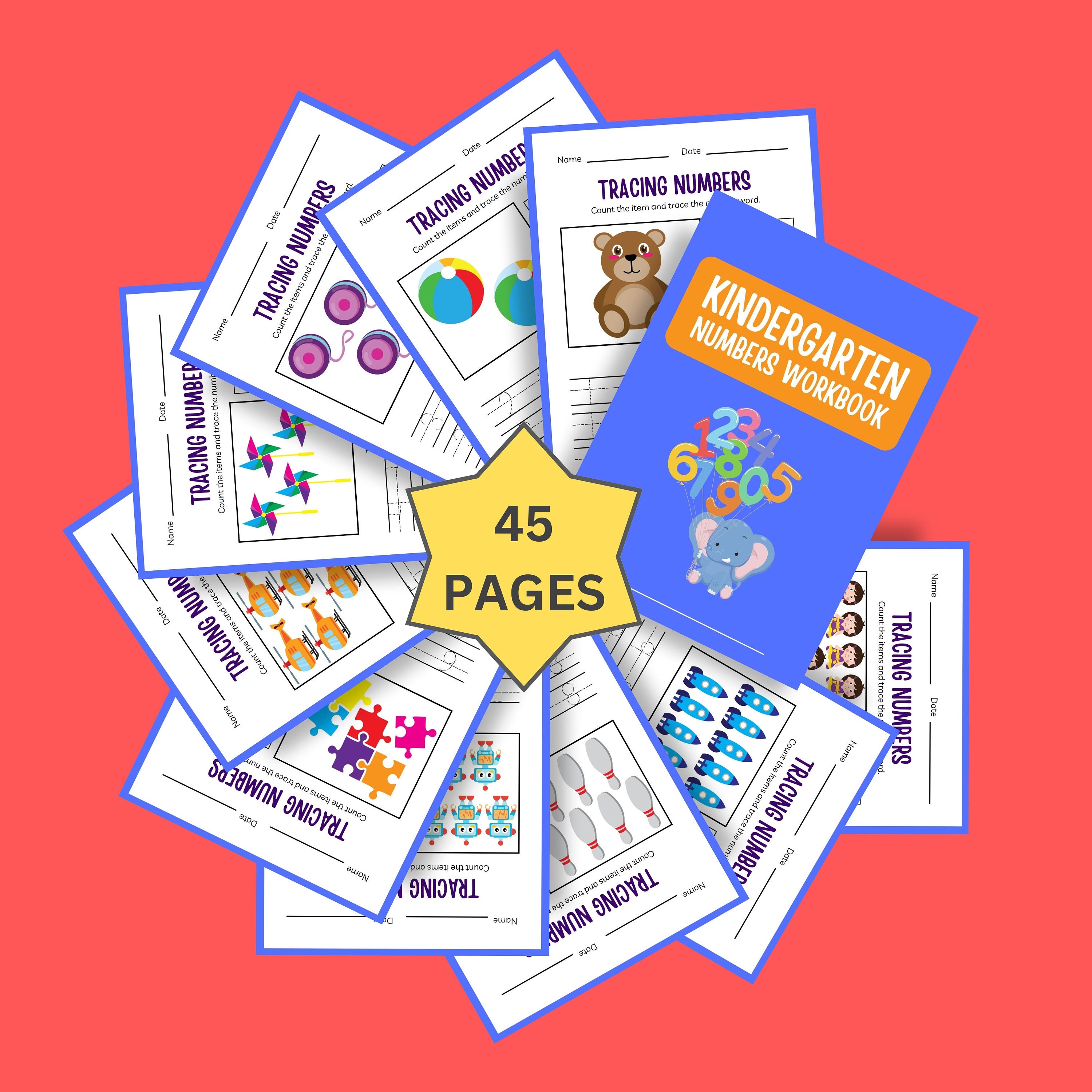 Printable Kids Numbers Worksheet Fun Learning About Numbers - Etsy