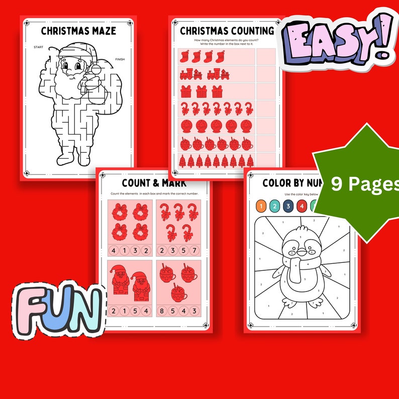 Christmas Activity Workbook, Xmas Activity Book for Kids, Christmas ...