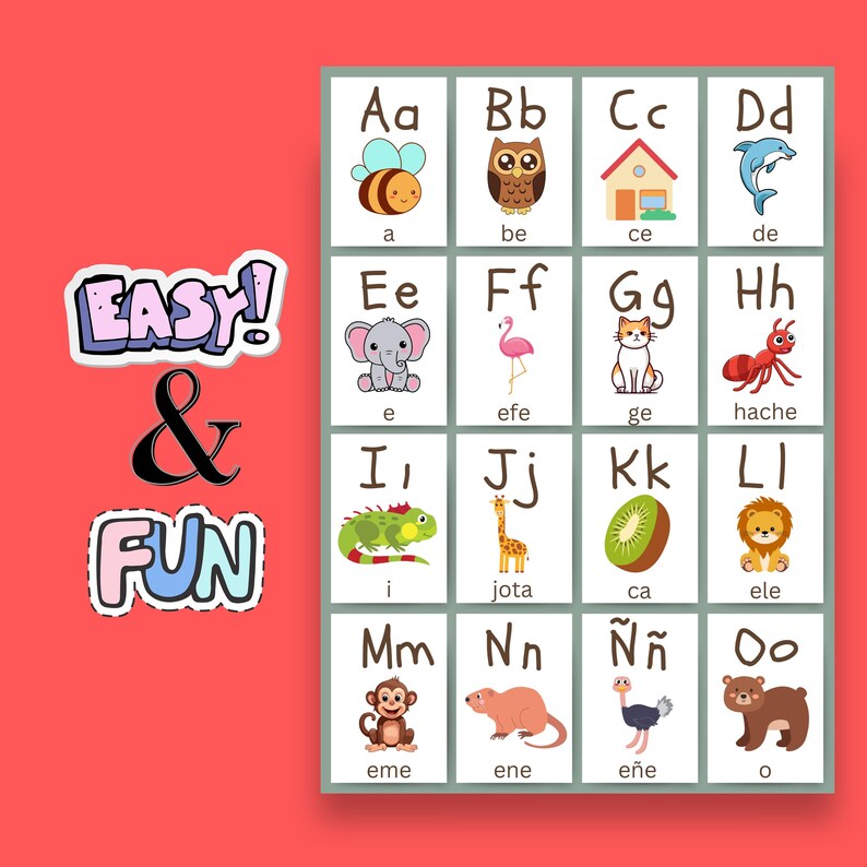 Spanish Alphabet Learning, Kids Spanish ABC Template, Digital Download ...