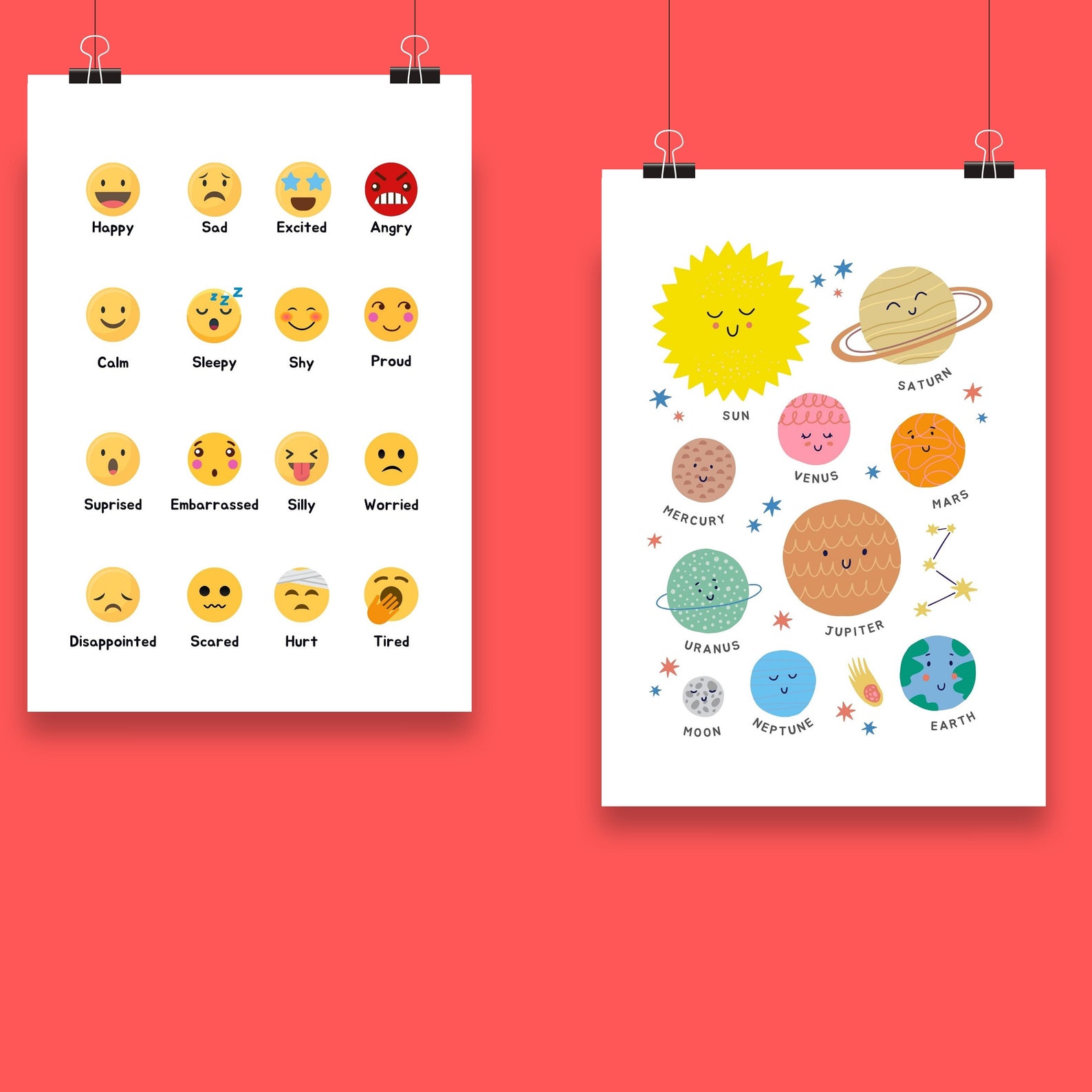 Kids Educational Posters, Learning Wall Decor, Classroom Poster Set ...