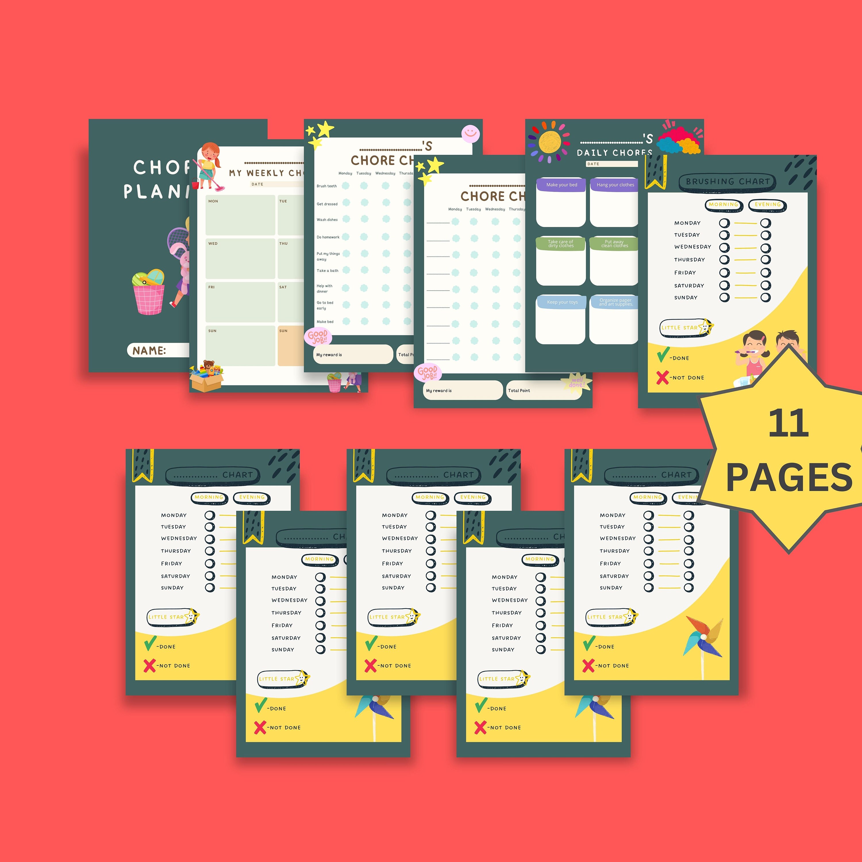 Printable Kids Chore Planning Sheets, Chore Chart Template, Chore ...