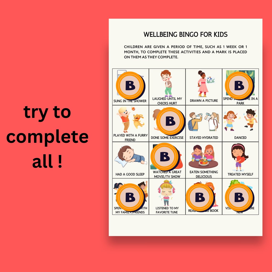 Kids Wellbeing Bingo, Montessori, Instant Download, Kids Wellness, Play ...