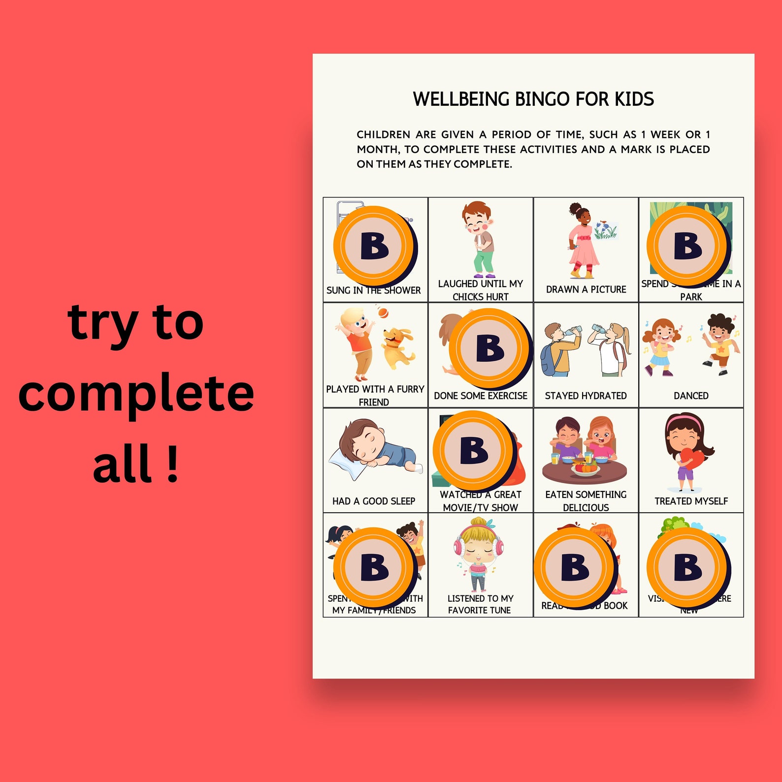 Kids Wellbeing Bingo, Montessori, Instant Download, Kids Wellness, Play ...