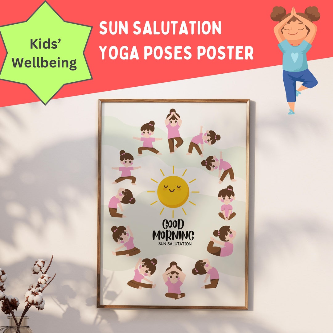 Sun Salutation Poster, Yoga Poses Poster, Montessori Poster, Nursery ...
