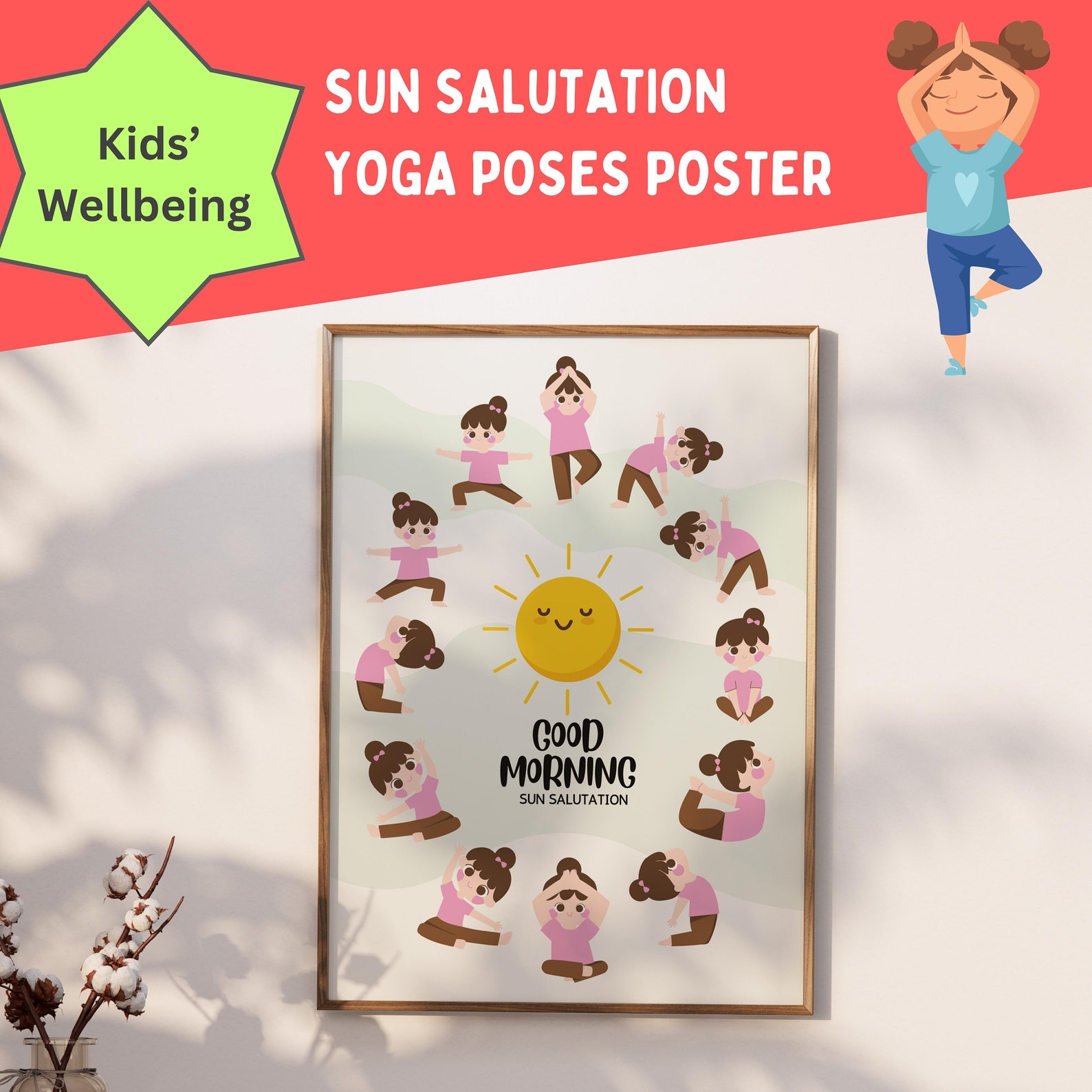 Sun Salutation Poster, Yoga Poses Poster, Montessori Poster, Nursery ...