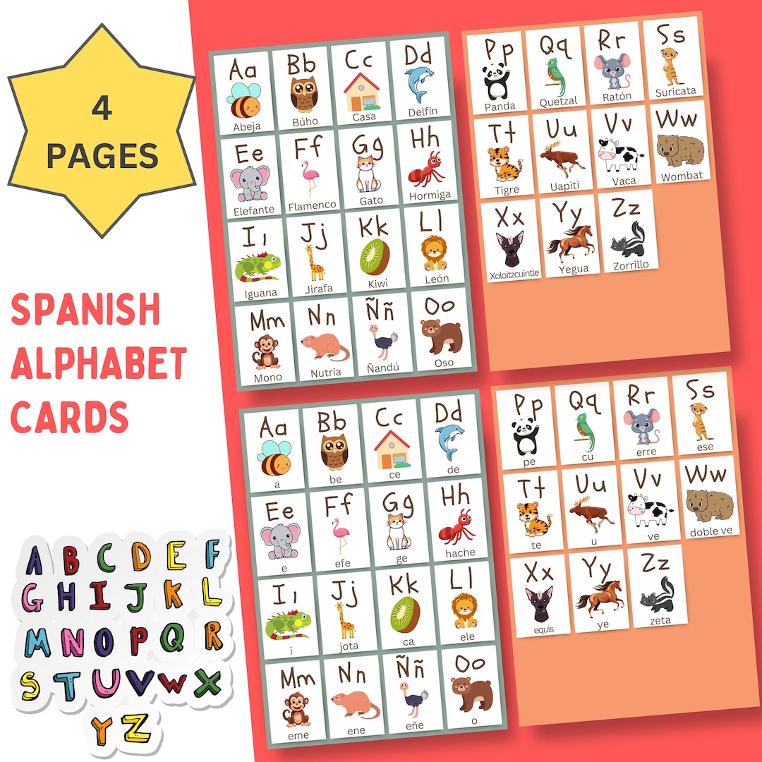 Spanish Alphabet Learning, Kids Spanish ABC Template, Digital Download ...