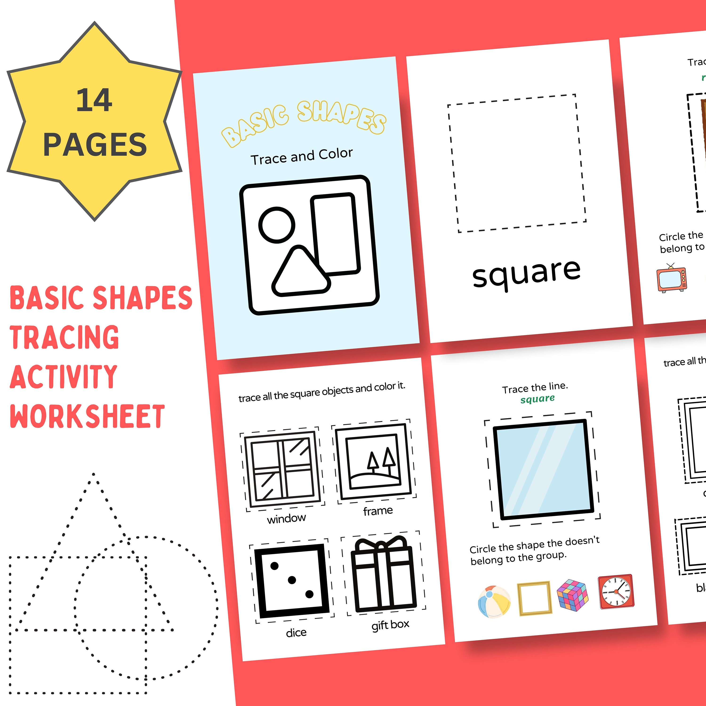 Basic Shapes Learning Template Tracing Shapes Educational - Etsy
