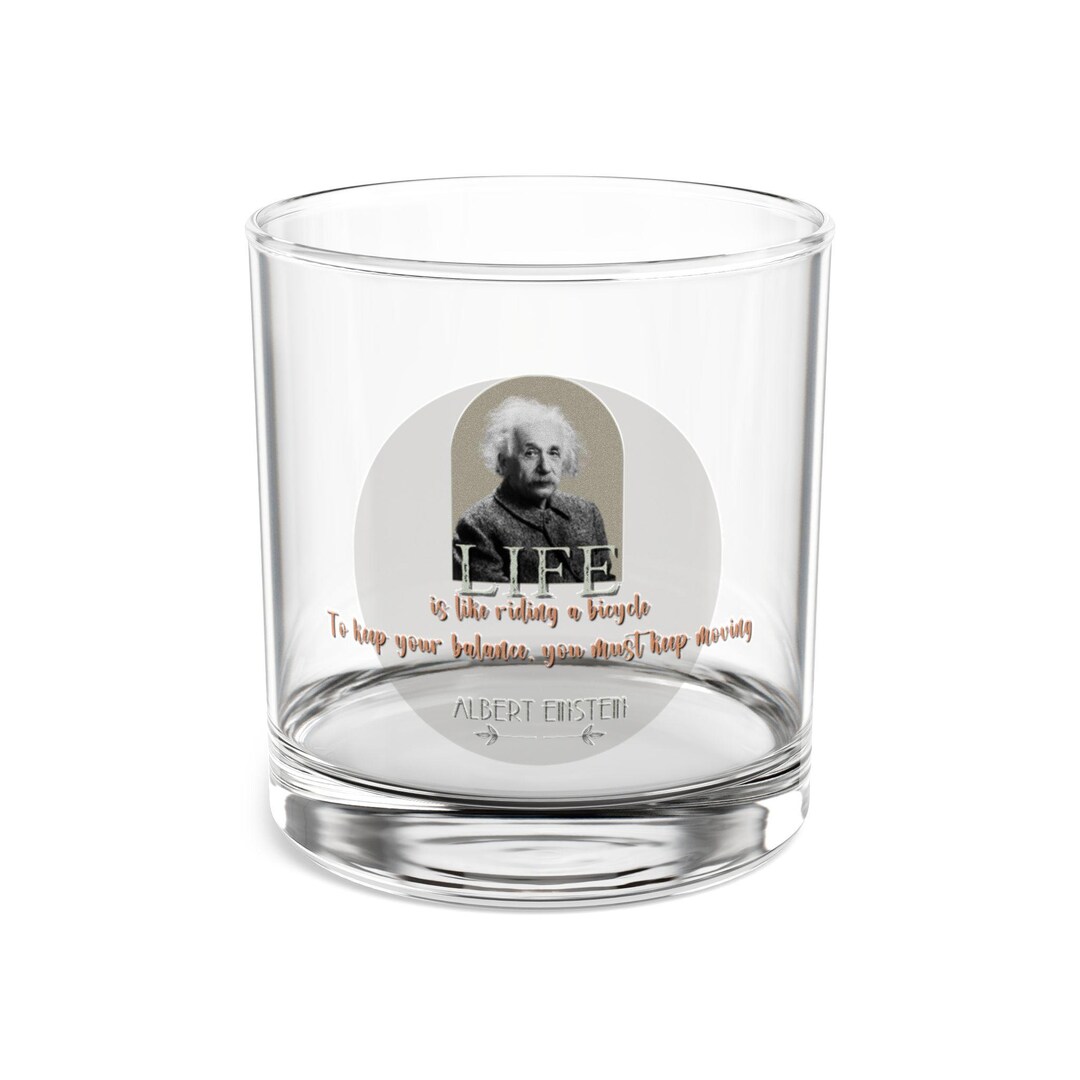 Albert Einstein Whiskey Glass, Inspirational Barware, Gift for Science ...