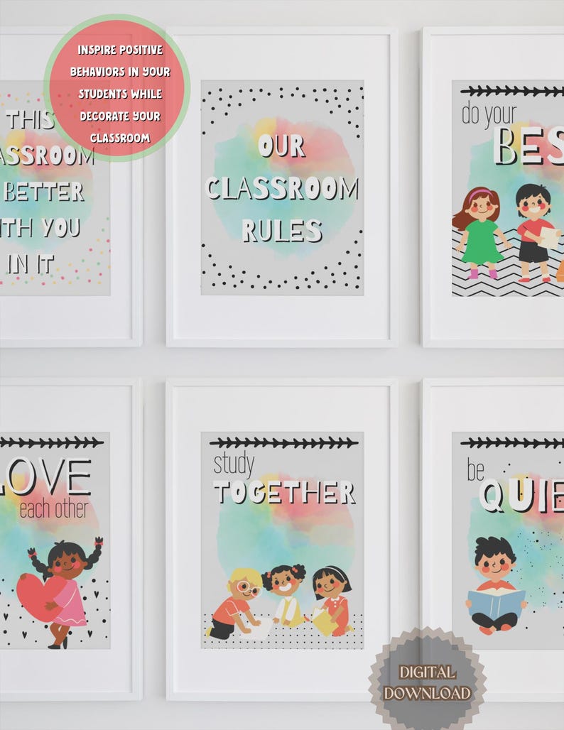 Classroom Rules Preschool, Digital Classroom Rules Posters, Printable ...