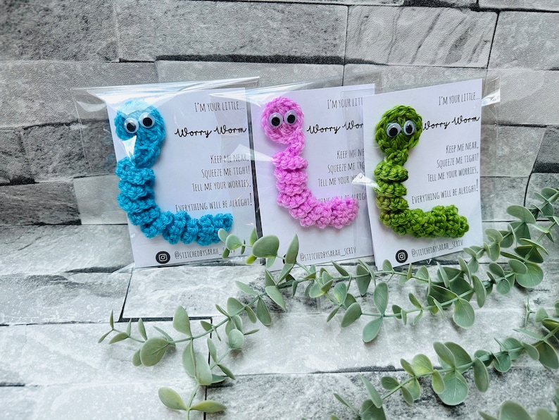 Worry Worm Personalised Crochet Keyring Starting School Letter Box Gift ...
