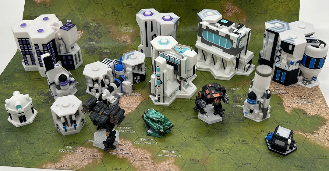 Multi Piece Skyscraper W/ Hex Base, Tabletop War Game Terrain ...