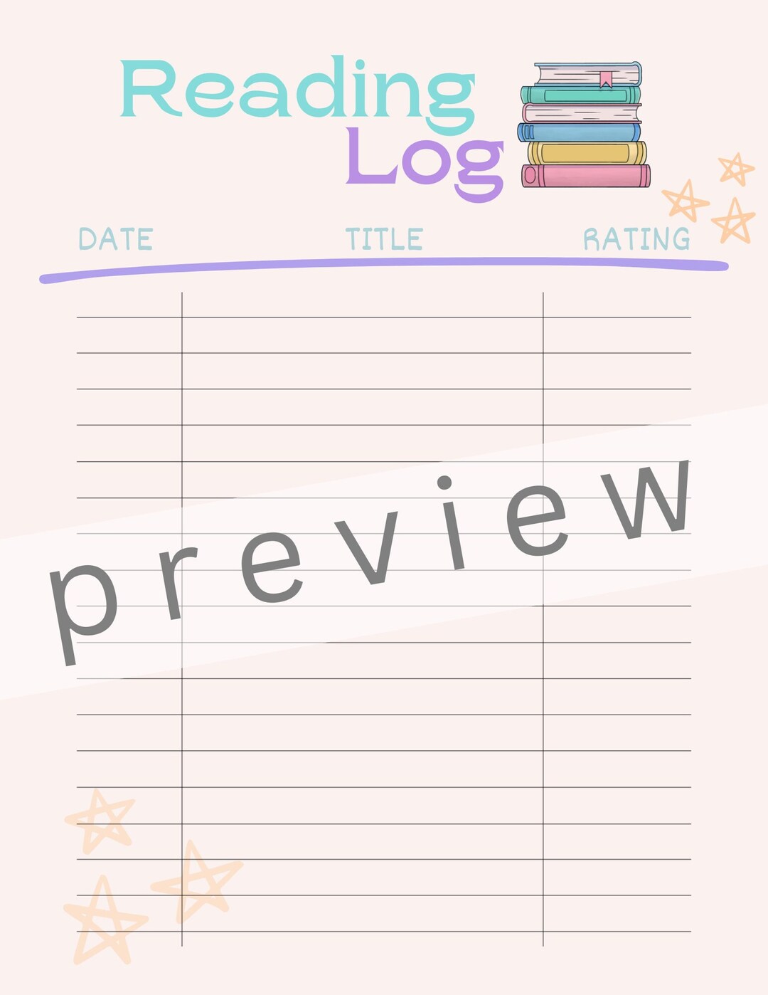 Reading Log Digital Printable Fun for Kids School Learning - Etsy