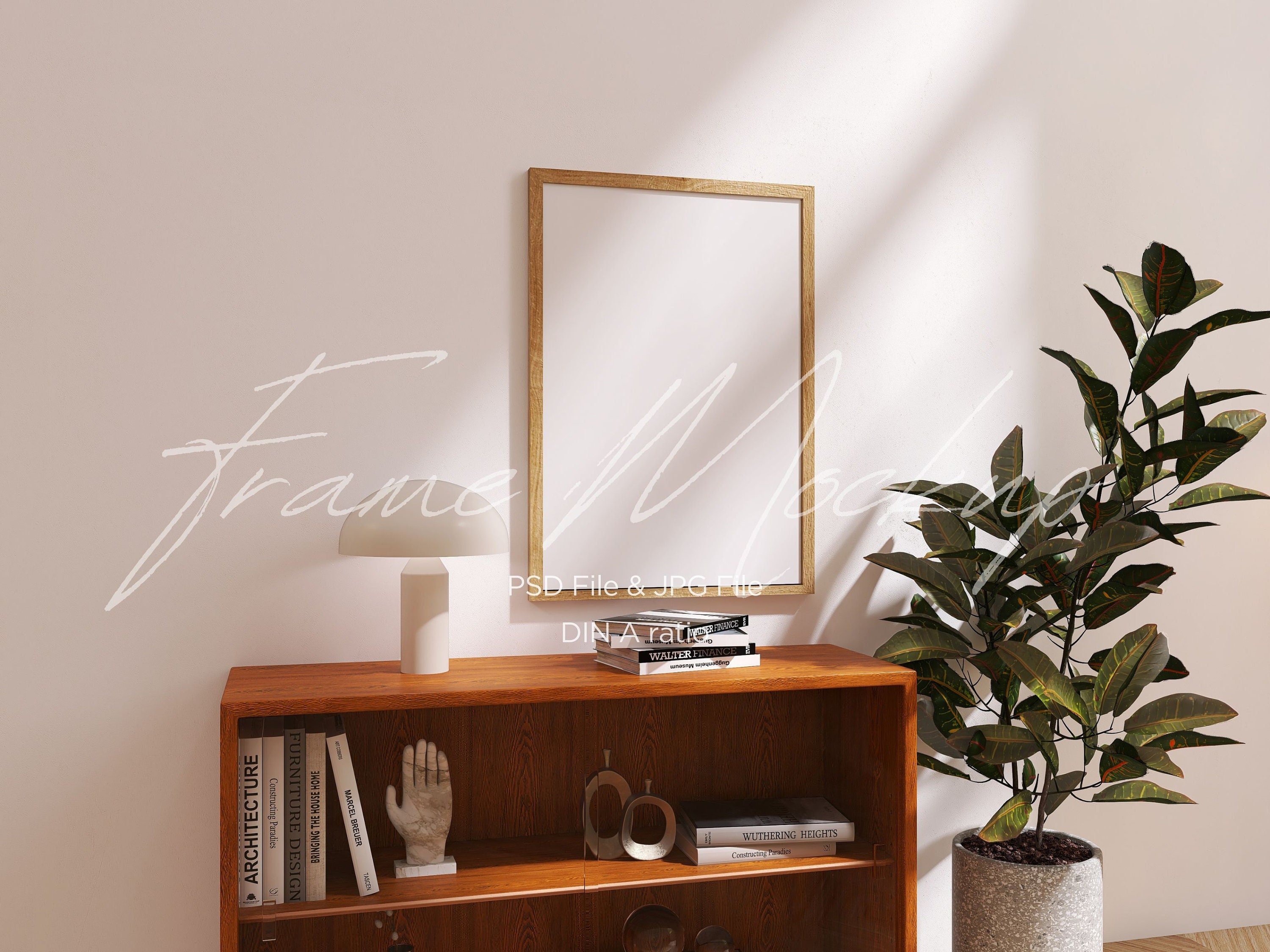 DIN A Frame Mockup for Photoshop Vertical Wood Frame PSD Template With ...