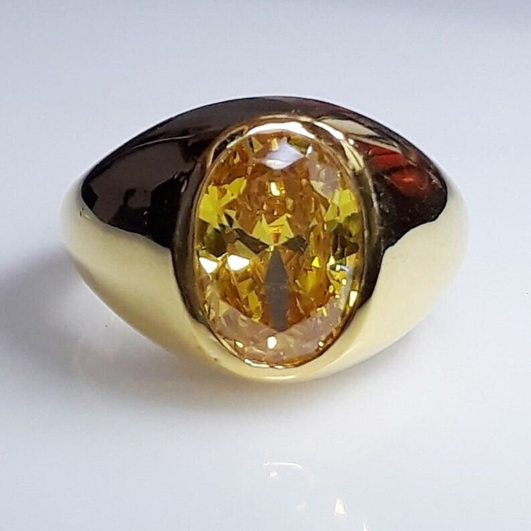 Natural Certified Yellow Sapphire/ Pukhraj Gemstone Ring in Panchdhatu ...